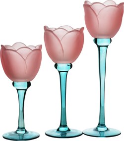 Svícen Julietta 27 cm modrý/růžový