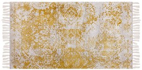 Vintage koberec 80 x 150 cm žlutý/ béžový BOYALI Beliani