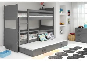 Dětská patrová postel s výsuvnou postelí RICO 160x80 cm Šedá Borovice