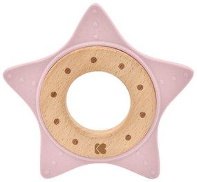 Kousátko silikon a dřevo Star Pink
