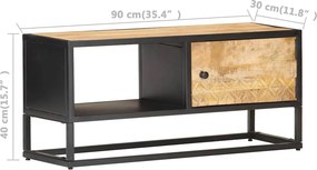 TV stolek s vyřezávanými dvířky 90 x 30 x 40 cm hrubý mangovník 320944