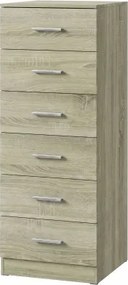HOMCOM komoda se 6 zásuvkami, úložný nábytek, moderní design, do ložnice, předsíně, chodby, 40x40x110 cm, dub