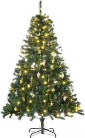 HOMCOM Umělý vánoční strom 180 cm umělý jedle s LED osvětlením, koulemi, vánoční strom s 745 hroty, vánoční dekorace včetně kovového stojanu pro vnit…