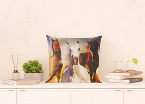 Dekorativní polštářek Běžící Koně | 45 x 45 cm | DCN3602