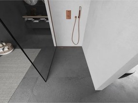 Mexen Kioto L, sprchová zástěna Walk-In 50 x 200 cm, 8mm čiré sklo černý vzor, ​​růžové zlato profil, 800-050-103-60-70