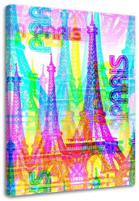 Obraz na plátně Eiffelova věž Paris Neon - 40x60 cm