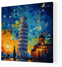 Obraz na plátně - Šikmá věž v Pise při západu slunce FeelHappy.cz Velikost obrazu: 120 x 120 cm