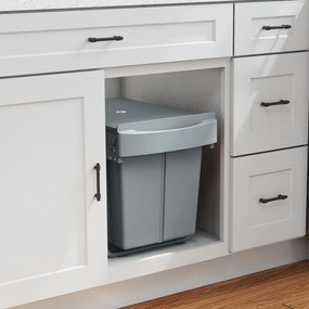 HOMCOM Vysunovací odpadkový koš, 2 x 20 L, vyjímatelné nádoby, plast, kov, šedá