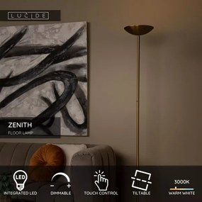 Lucide 19791/20/02 - LED Stmívatelná stojací lampa ZENITH LED/20W/230V zlatá