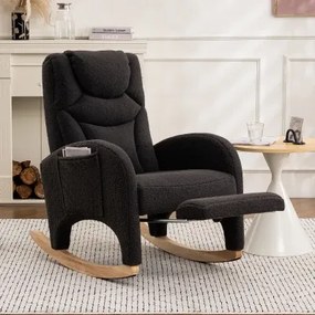 Aosom Houpací křeslo Relax s područkami, čalouněné a ergonomické, do obývacího pokoje a ložnice, 66x96-125,5x99 cm, tmavě šedé