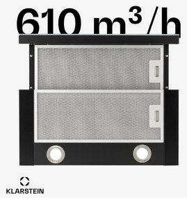 Klarstein Vinea, digestoř, 60 cm, vestavná, 610 m³/h, plochá konstrukce, černá