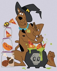 Malování podle čísel halloweenský scooby (scooby doo), 40x50 cm, bez rámu a bez vypnutí plátna