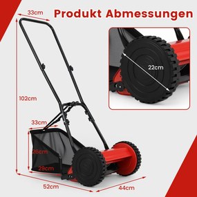 Costway Vřetenová sekačka, pojízdná sekačka na trávu se záběrem 30 cm, sběrný