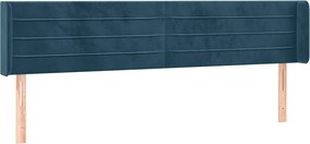 Čelo postele typu ušák tmavě modrá 203x16x78/88 cm samet 3118978