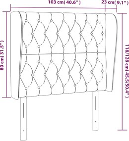 Čelo postele typu ušák tmavě hnědé 103x23x118/128 cm textil 3118338