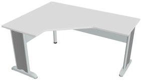 Stůl ergo lomený pravý 160×120/60 cm - Hobis Cross CEV 60 P Dekor stolové desky: bílá, Dekor lamino podnože: šedá, Barva nohou: Stříbrná