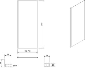 Aqualine Aqualine, AMADEO obdélníková sprchová zástěna 1200x800mm L/P varianta, sklo Brick, BTS120BTP80