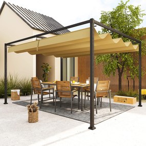 Outsunny pergola 4x3m zahradní pavilon, ocelová střecha na terasu, zahradní pavilon s nastavitelnou střechou, volně stojící, ochrana před sluncem na …