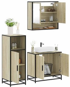 3dílný set koupelnového nábytku dub sonoma kompozitní dřevo 3300976
