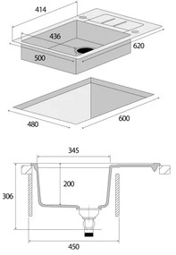 Concept DG05C45BE - Kuchyňský dřez CUBIS 50x62 cm granit/béžový