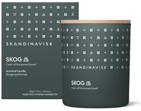 SKANDINAVISK Vonná svíčka SKOG (les) 200 g, zelená barva, sklo, dřevo, vosk