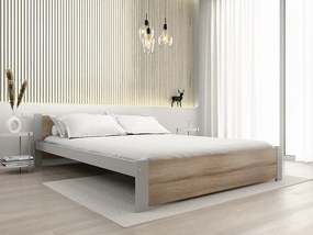 Postel IKAROS 140 x 200 cm, dub sonoma/šedá Rošt: S laťkovým roštem, Matrace: Matrace Somnia 18 cm