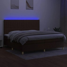 Box spring postel s matrací a LED tmavě hnědá 200x200 cm textil 3135624