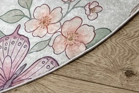 Dětský koberec protiskluzový BAMBINO 61450 krémový / růžový kruh