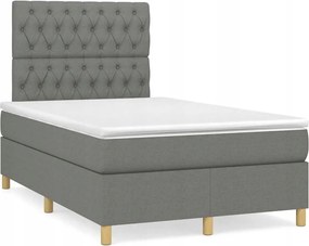 Box Spring Postel S Matrací Textil Tmavě Šedá Prošívaný design 120 x 190