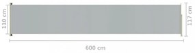 Zatahovací boční markýza 117x600 cm Dekorhome Krémová