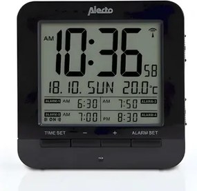 Alecto AK-20 černá / Budík s teploměrem / DCF řízené hodiny / 4 buzení