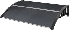 Outsunny stříška na vchodové dveře 100 x 75 cm stříška z hliníku a polykarbonátu s UV ochranou stříška na vchodové dveře na balkon, ochrana proti slu…