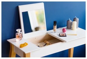 Růžový toaletní stolek se zrcadlem Ragaba Dressing Table, délka 105 cm