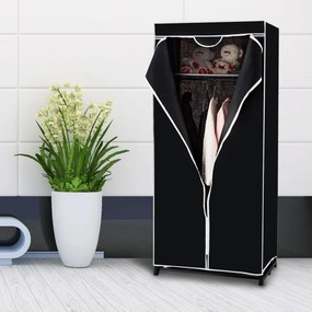 Costway Barevná šatní skříň látková s šatní tyčí – 75 × 50 × 170 cm, černý