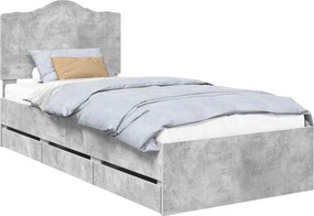 Rám postele s čelo Betonově Šedá 90 x 200 cm Inženýrské dřevo 3413453