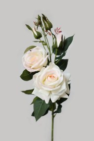 Bledokrémová umělá růže trsová 85cm