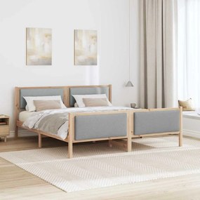 Rám postele s čelo Světle šedá 200 x 200 cm textil 3394243