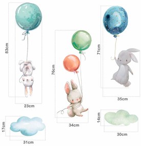 Gario Dětská nálepka na zeď Zajíčci s balony