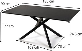 Vikio Jídelní set pro 4 osoby 180x90 cm černý, krémová látka VJS208-4K