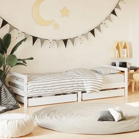 vidaXL Dětská postel se zásuvkami 90x200 cm masivní borové dřevo [834439] Barva: Bílá