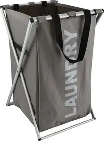 MSV LAUNDRY koš na prádlo skládací šedo-hnědý / 50 l / polyester, hlin