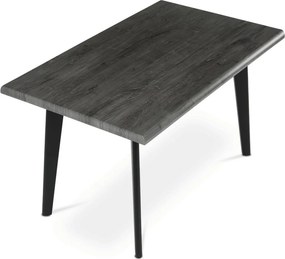 Stůl jídelní, 130x80x75 cm, MDF deska, dekor šedý dub, kov, černý lak