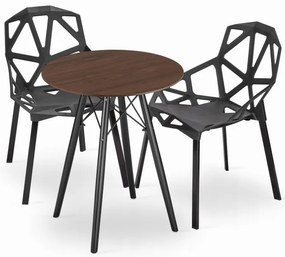 Jídelní stůl TODI jasan 60 cm se dvěma židlemi ESSEN černé