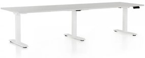 Výškově nastavitelný stůl OfficeTech Long, 260 x 80 cm, bílá podnož
