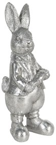 Stříbrná dekorace králíka s mrkví Métallique - 6*6*13 cm