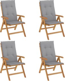 Skládací polohovací křesla s polštáři 4 ks, masivní teak 3196464