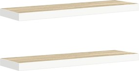 Plovoucí nástěnné police 2 ks dub a bílé 80 x 23,5 x 3,8 cm MDF 326580