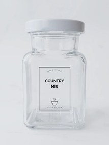 Samolepka na kořenky COUNTRY MIX průhledná 3 × 4 cm tučné písmo