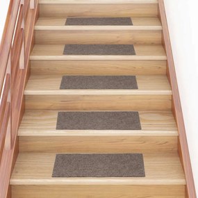 Schodové rohože samolepicí 15 ks 60 x 25 cm béžové obdélníkové 326921