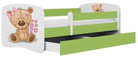 Dětská postel Babydreams méďa s kytičkami zelená